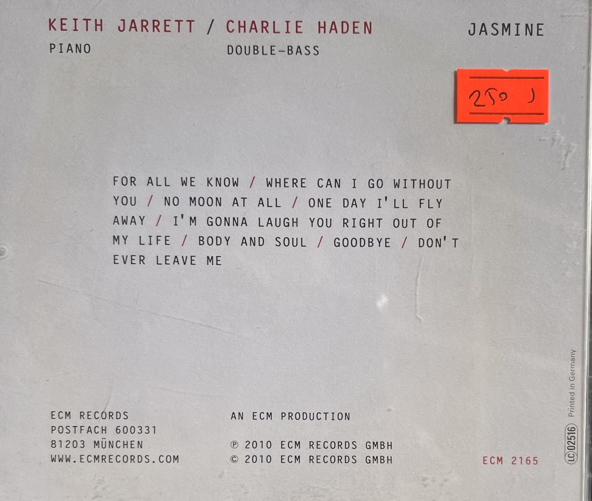 Keith Jarret / Charlie Haden - Jasmine CD Plak Satın Al
