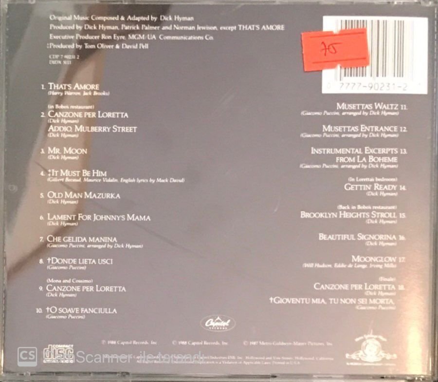 Moonstruck - Original Motion Picture Soundtrack CD Plak Satın Al