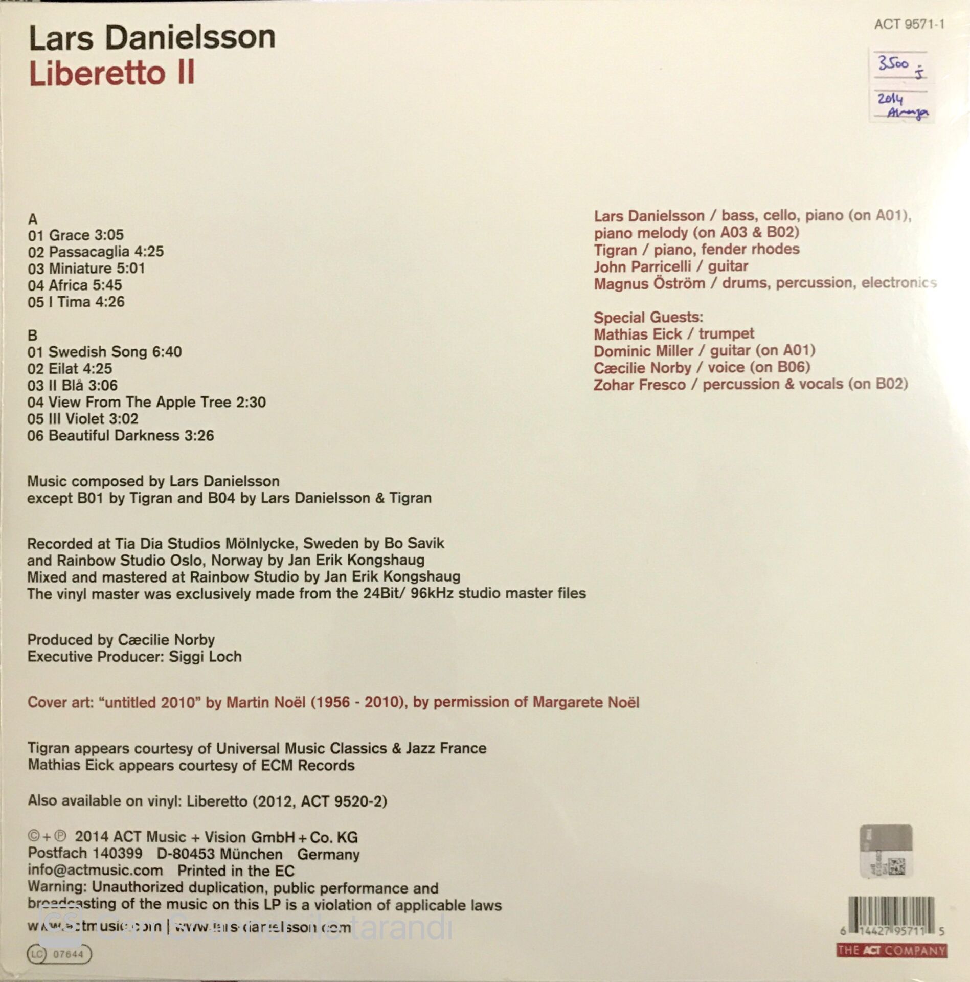 Lars Danielsson - Liberetto II LP Plak Satın Al
