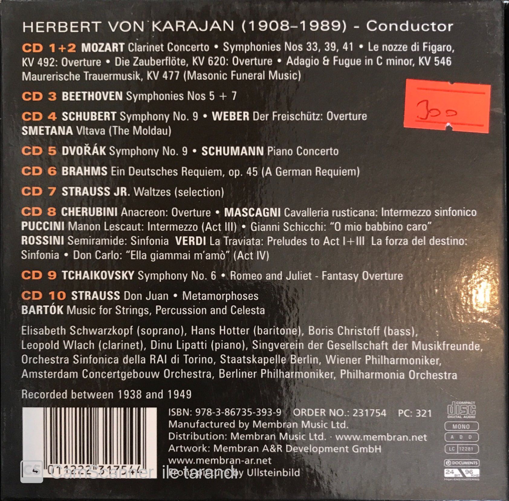 Herbert Von Karajan Box Set 10 x CD Plak Satın Al